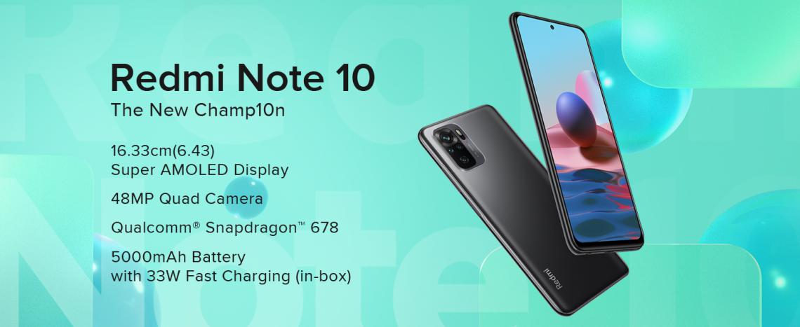 Redmi Note 10 Mobile Phone 4GB RAM, 128GB Aqua Green